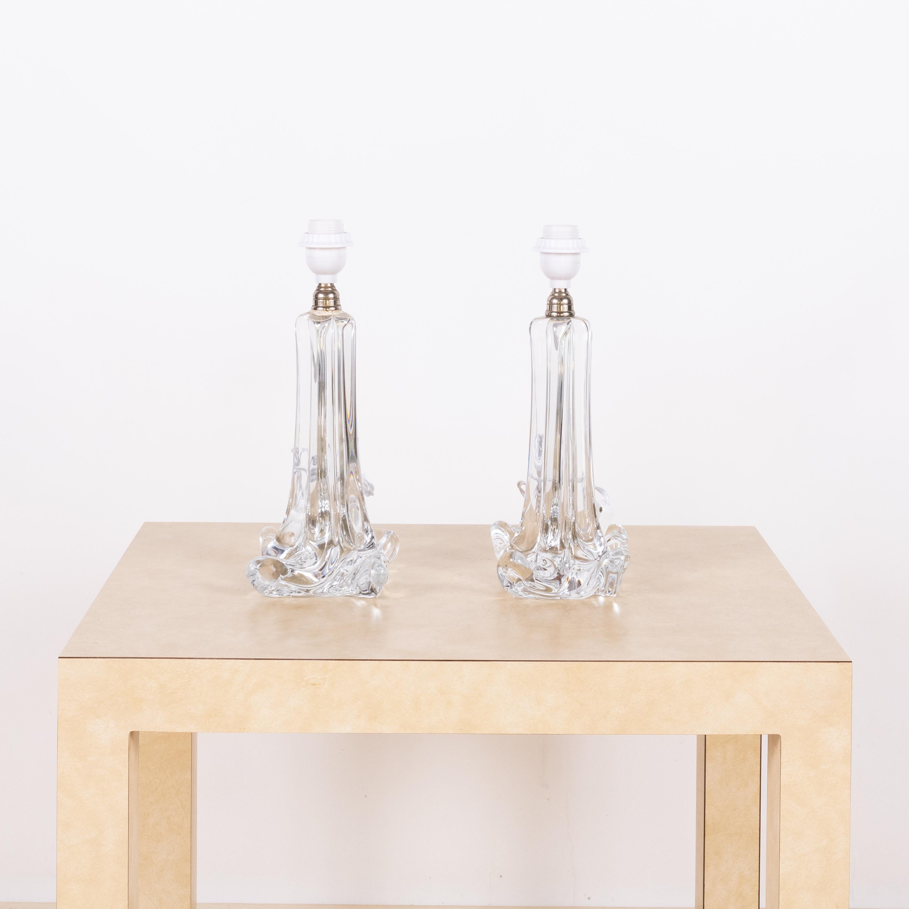 Pair of Baccarat Crystal Lamps For Sale at 1stDibs
