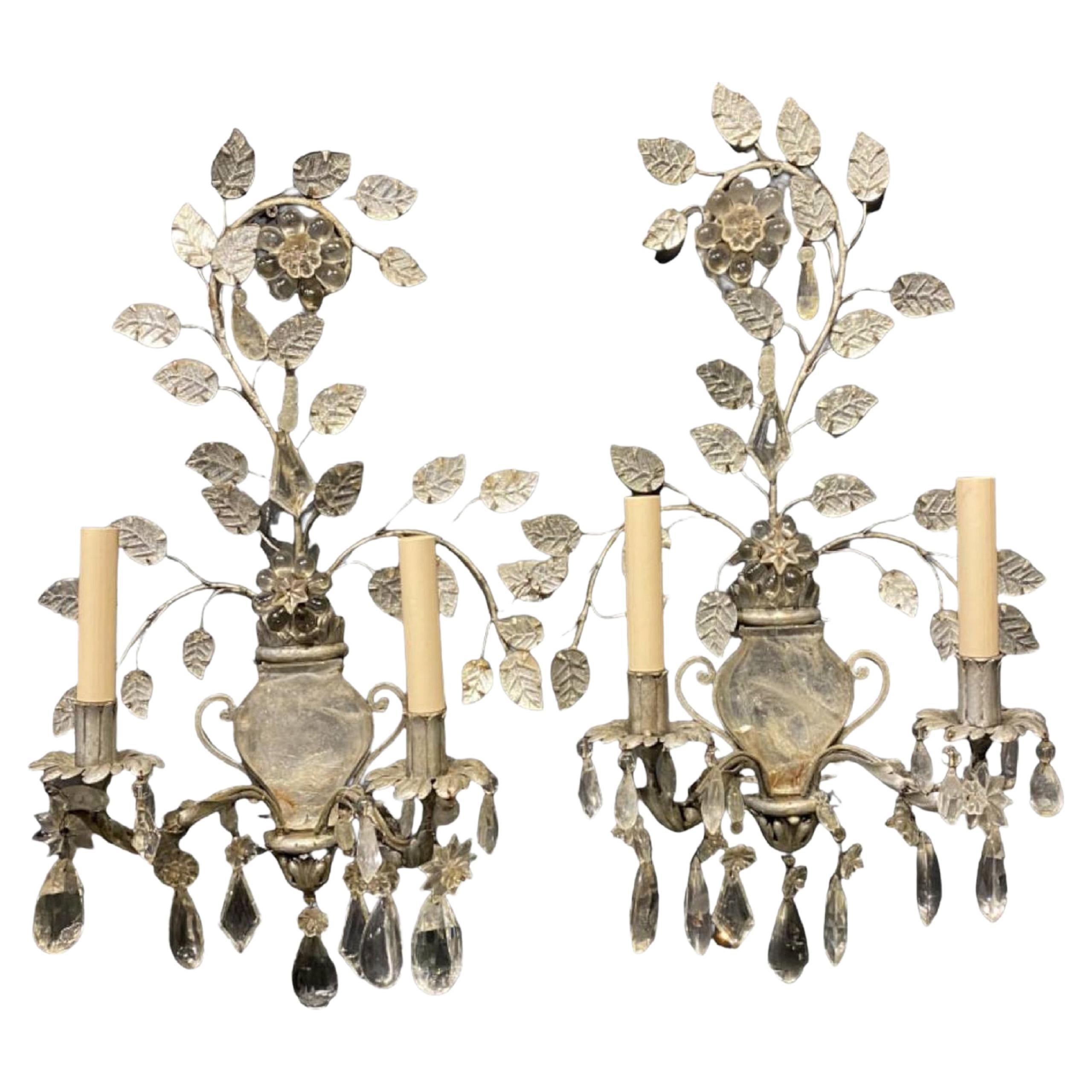 Pair of Rock Crystal Quartz Sconces at 1stDibs