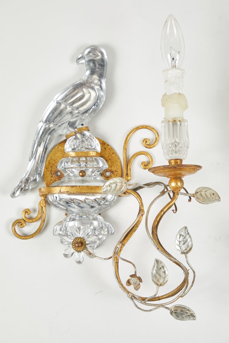 Pair of Baguès Style Crystal Parrot Sconces at 1stDibs