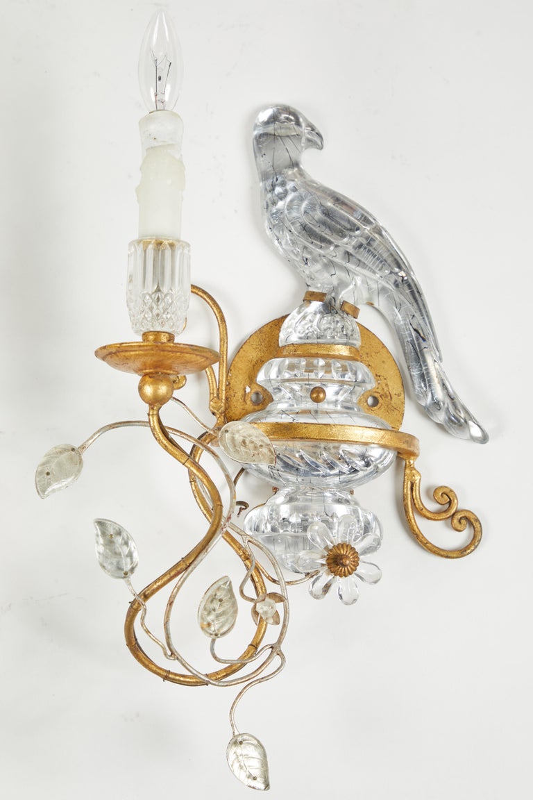 Pair of Baguès Style Crystal Parrot Sconces at 1stDibs