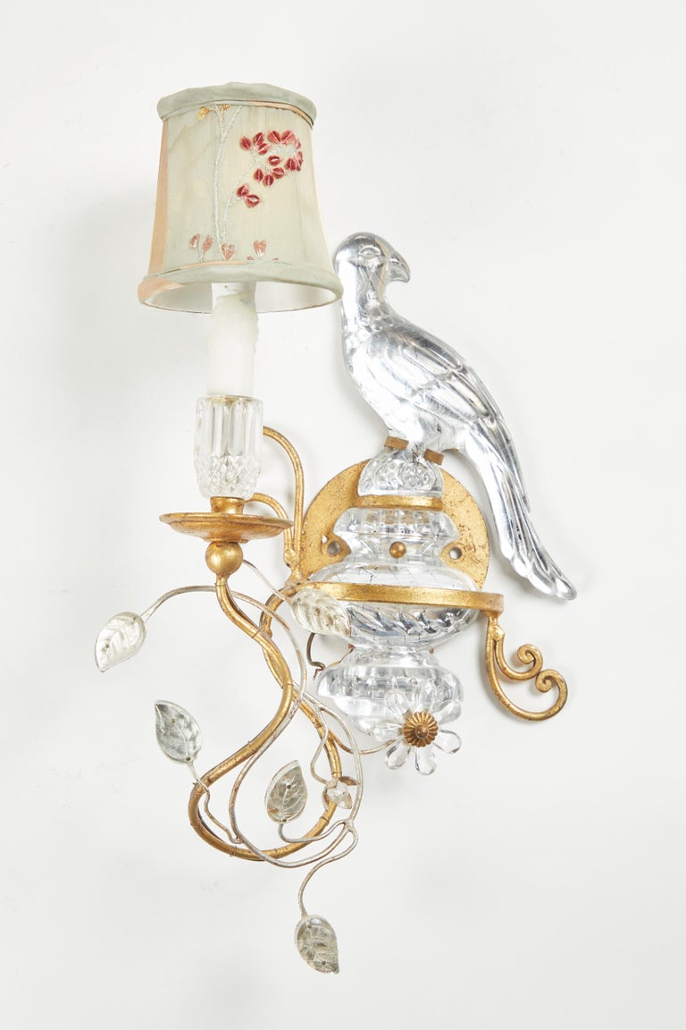 Pair of Baguès Style Crystal Parrot Sconces at 1stDibs