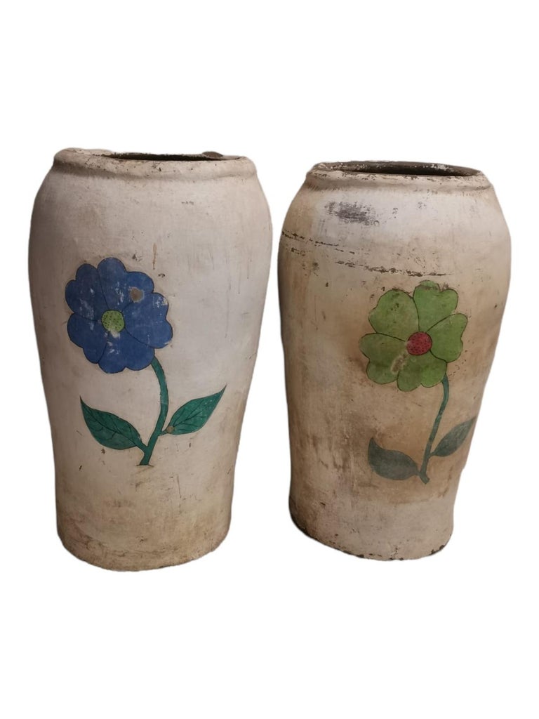 Pair of Baked Clay Jars, 20th Century For Sale at 1stDibs