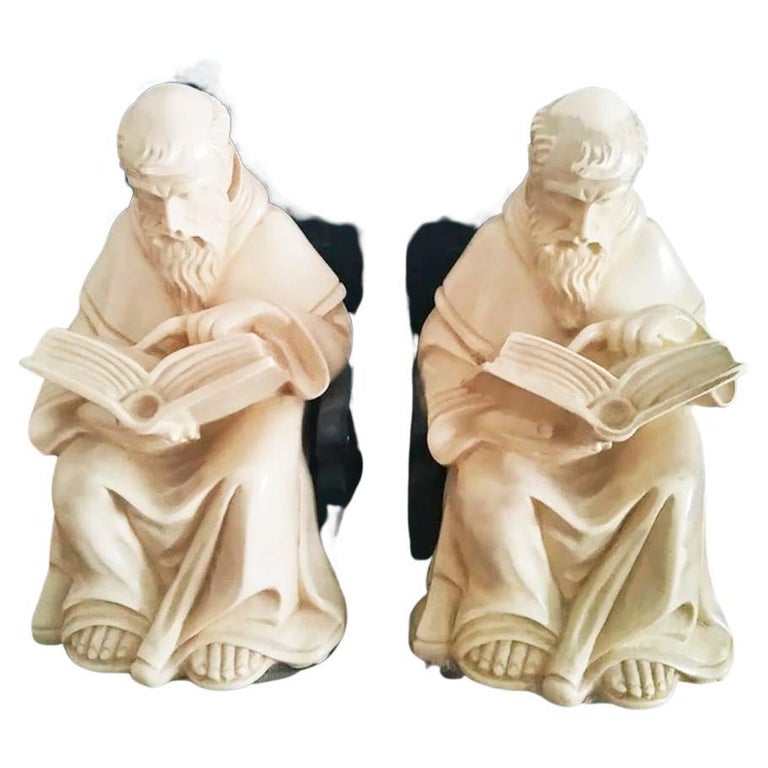 Pair of Bakelite and Marble Bookends in Form of Medieval Library Very ...