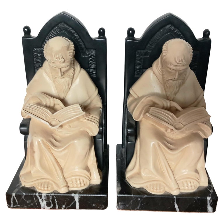 Pair of Bakelite and Marble Bookends in Form of Medieval Library Very ...