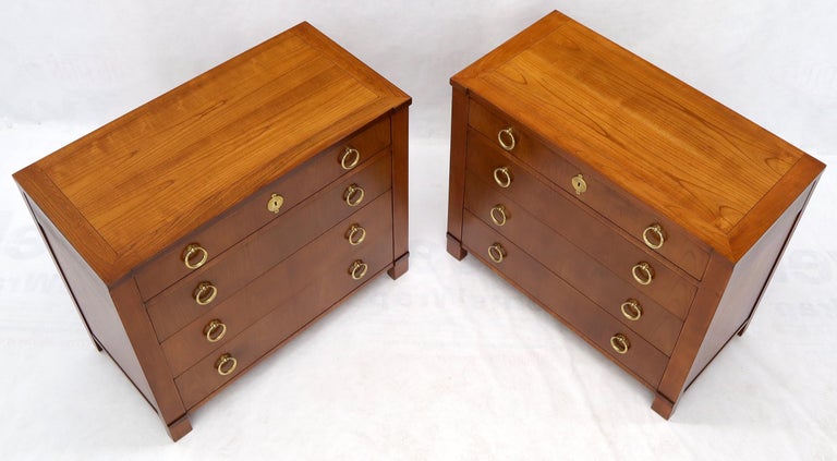 Pair of Baker Cherry Bachelor Chests Dressers with Heavy Solid Ring ...