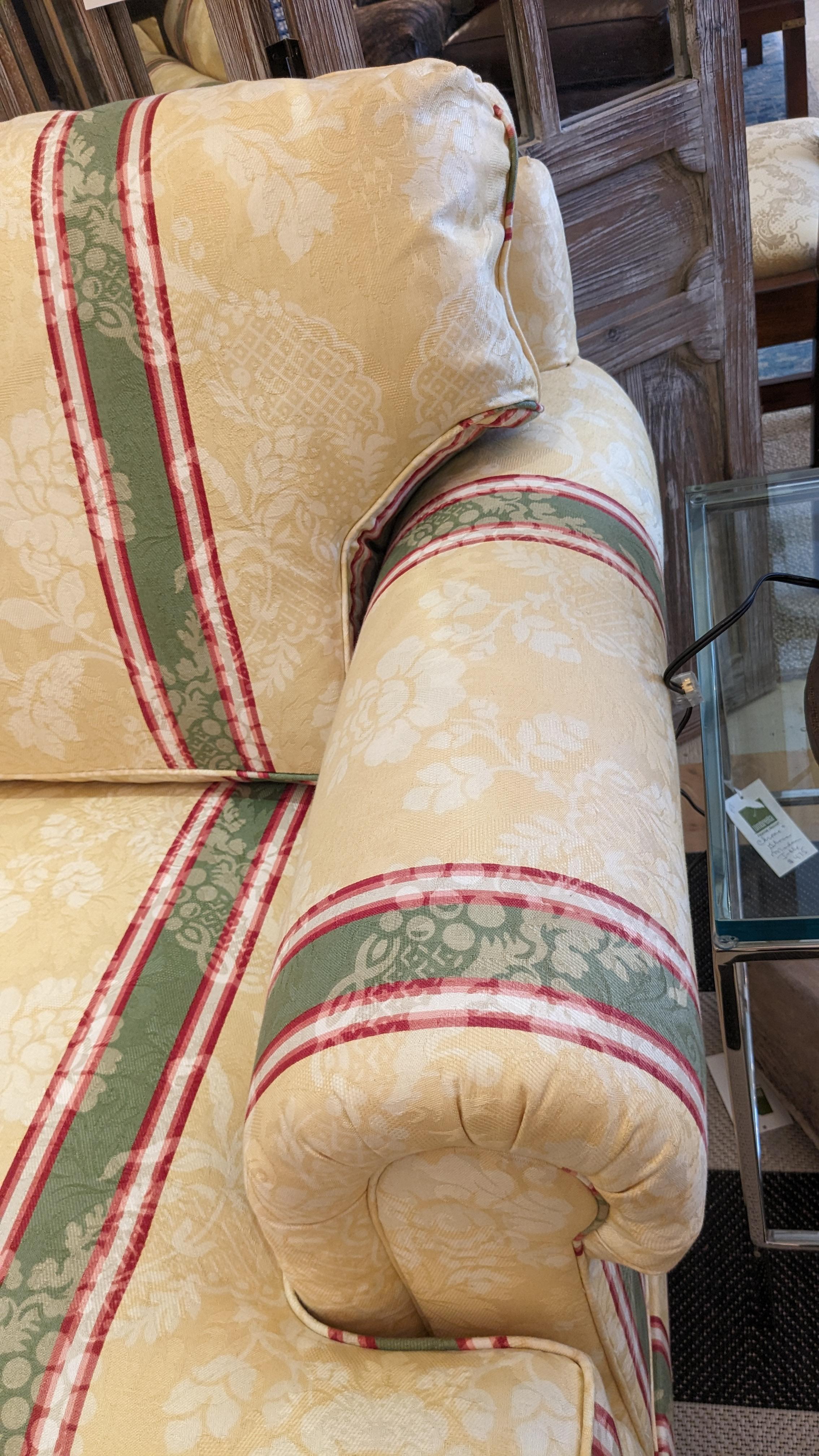 Pair of Baker Furniture Jacquard Upholstered Elegant Loveseats For Sale ...