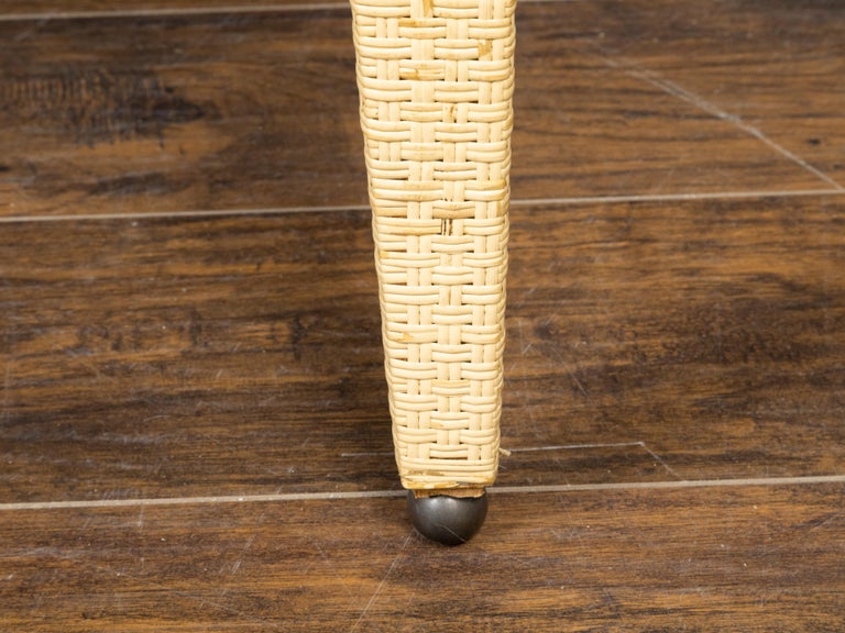 Pair of Baker Furniture Midcentury Wicker Side Tables with Tapered Legs ...