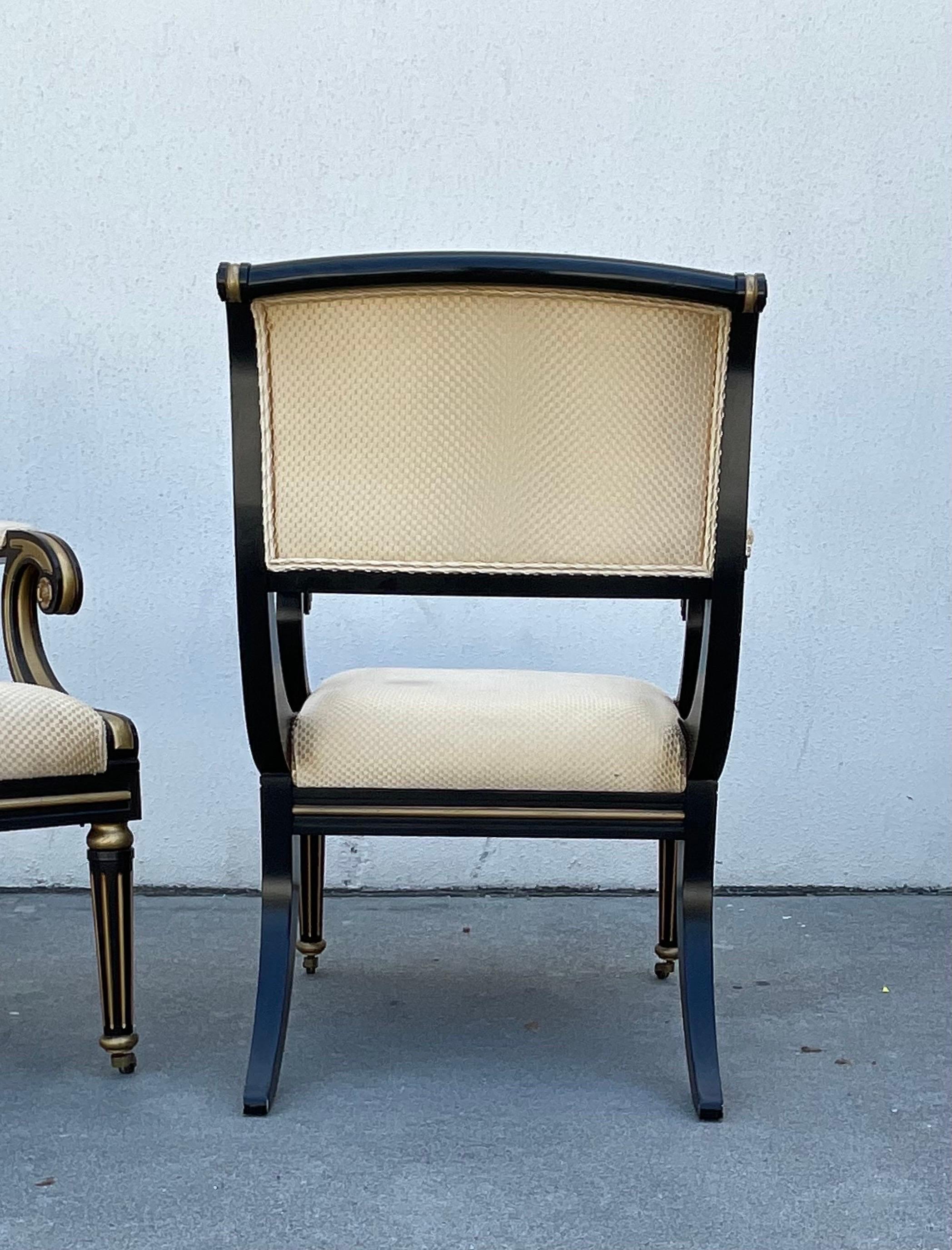 Pair of Baker Furniture Neoclassical Armchairs For Sale at 1stDibs