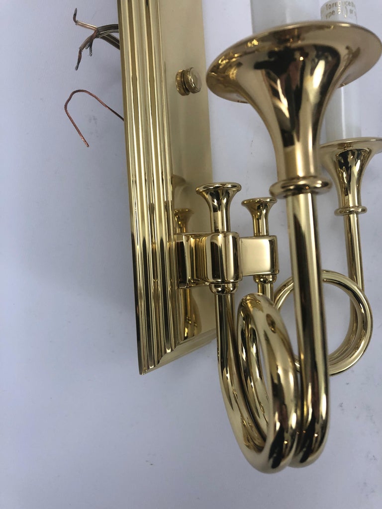 Pair of Baldwin Brass Horn Motife Wall Sconces at 1stDibs