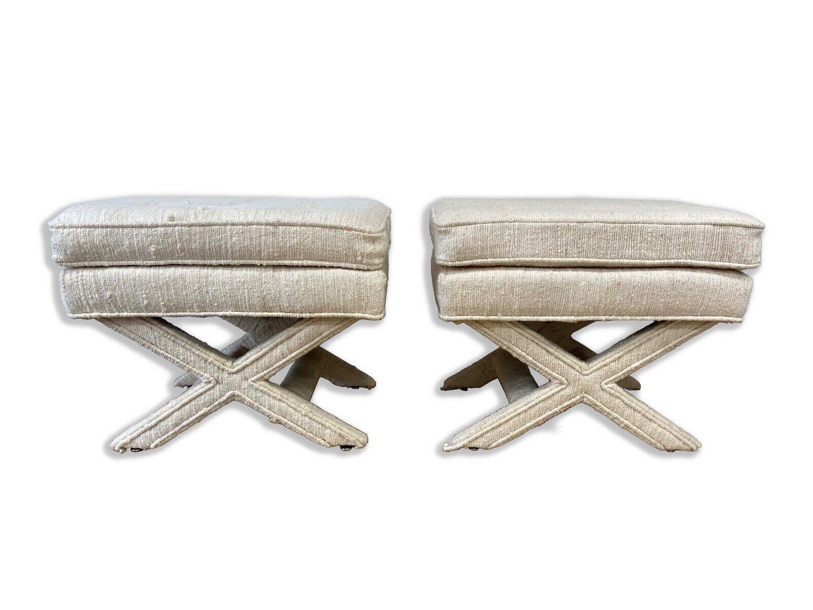 Pair of Baldwin or Baughman X Base Cream Colored Ottomans Mid Century ...