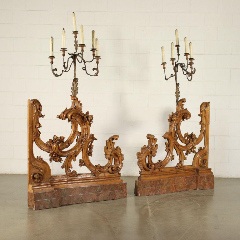 Pair of Balusters Barocchetto Swiss Pine Wrought Iron, Italy, 1750 For ...