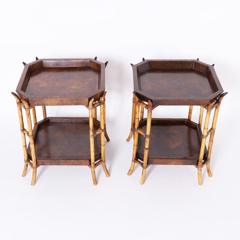 Pair of Bamboo and Coconut Stands or Tables For Sale at 1stDibs