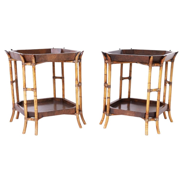 Pair of Bamboo and Coconut Stands or Tables For Sale at 1stDibs