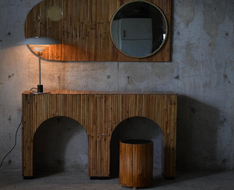 Pair of Bamboo Drum Side Table/ Stool For Sale at 1stDibs