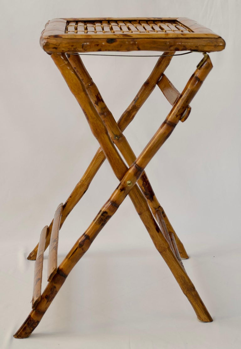 Pair of Bamboo Folding End Tables, Serving or Side Tables For Sale at ...