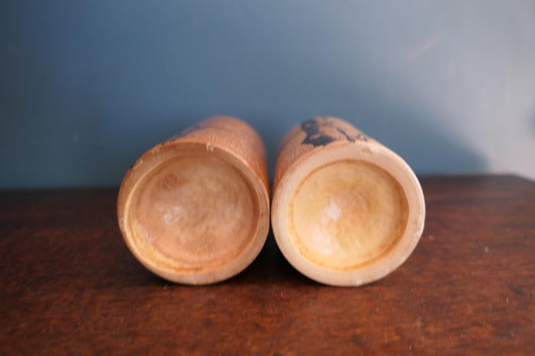 Pair of Bamboo Painted Bitong or Artists Brush Pots For Sale at 1stDibs