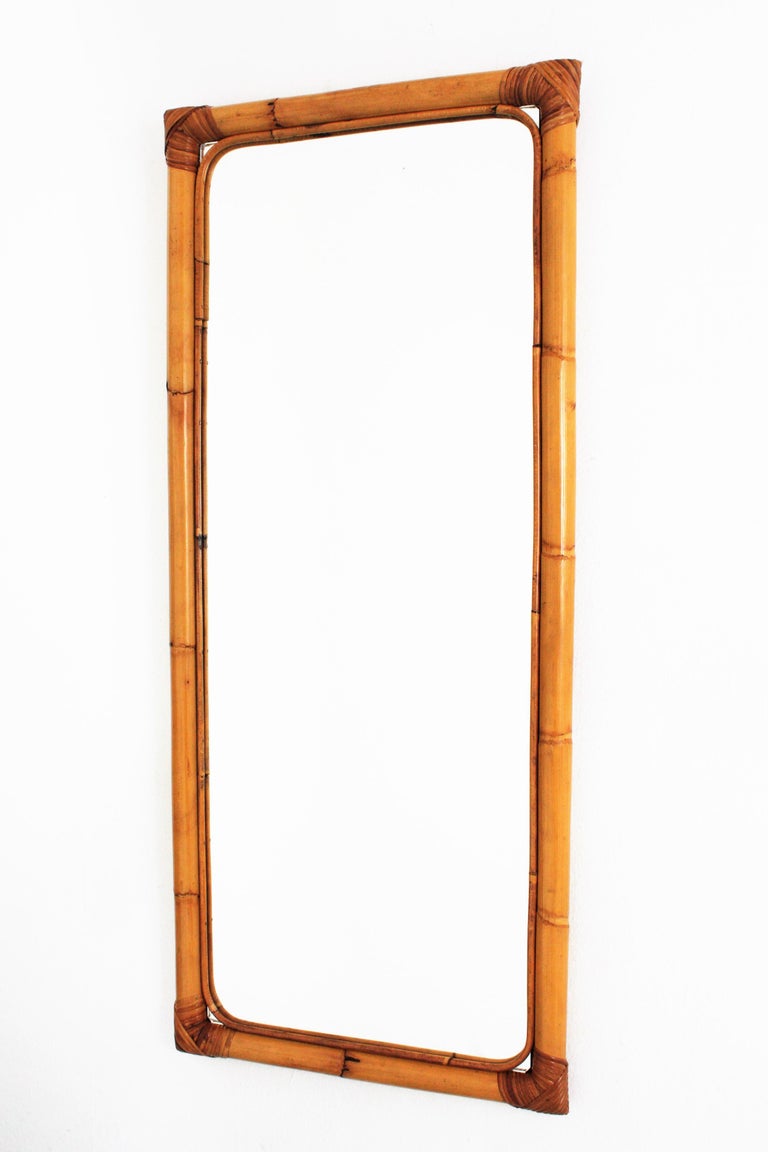 Pair of Bamboo Rectangular Mirrors at 1stDibs