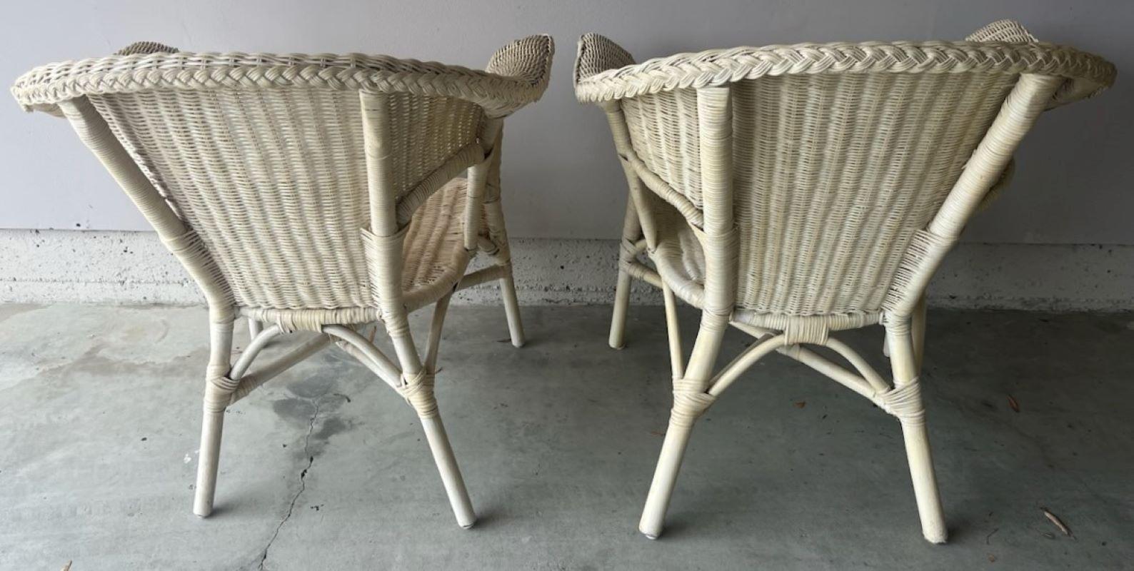 Pair of Bar Harbor Original Yellow Painted Wicker Chairs For Sale at ...