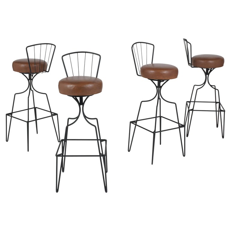 Set of Mid-Century Swivel Bar Stools at 1stDibs
