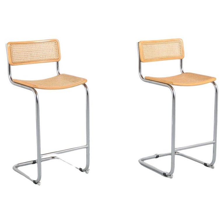 Pair of Bar Stools in the Manner of Marcel Breuer at 1stDibs
