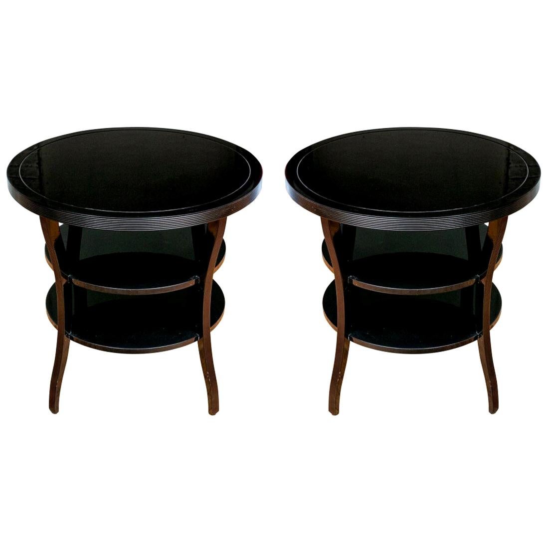 Pair of Fine Black Lacquer End Tables For Sale at 1stDibs