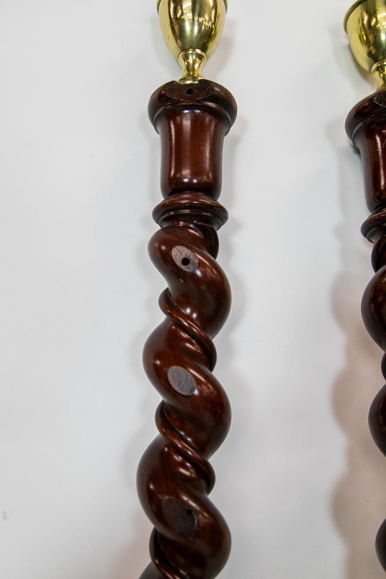Pair of Barley Twist Mahogany Columns For Sale at 1stDibs