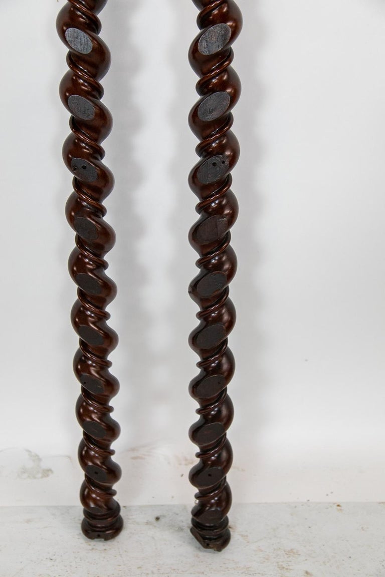 Pair of Barley Twist Mahogany Columns For Sale at 1stDibs
