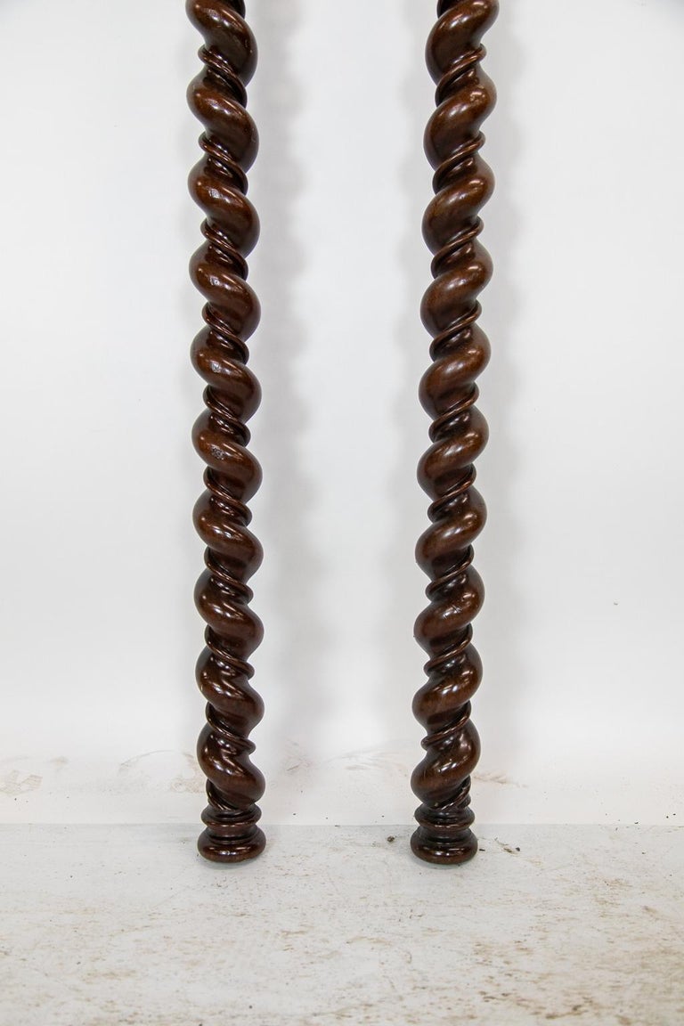 Pair of Barley Twist Mahogany Columns For Sale at 1stDibs
