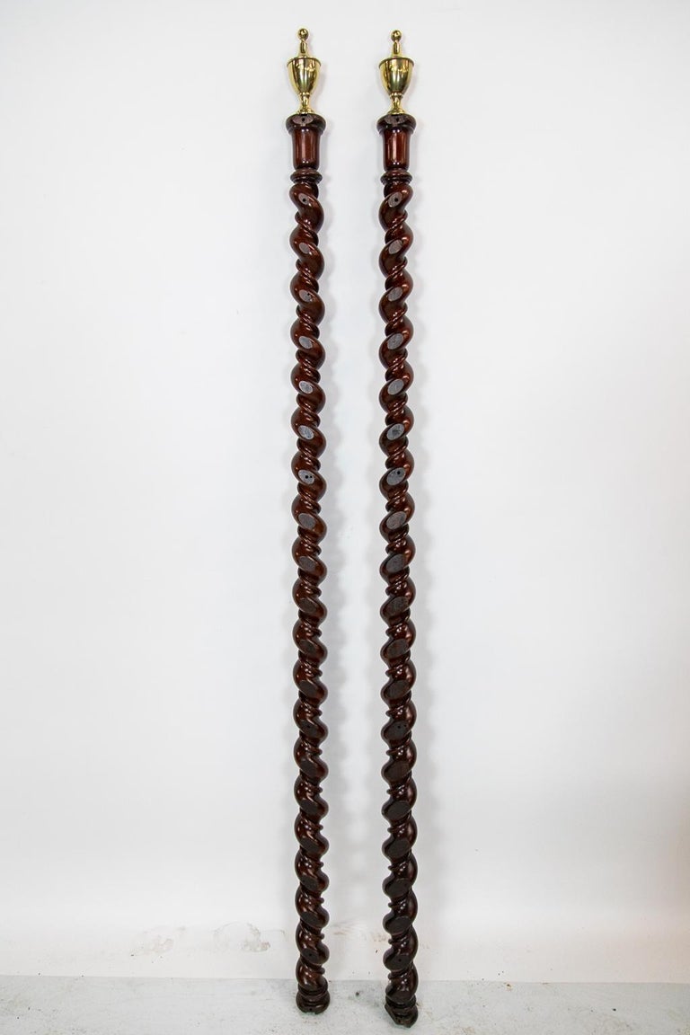 Pair of Barley Twist Mahogany Columns For Sale at 1stDibs