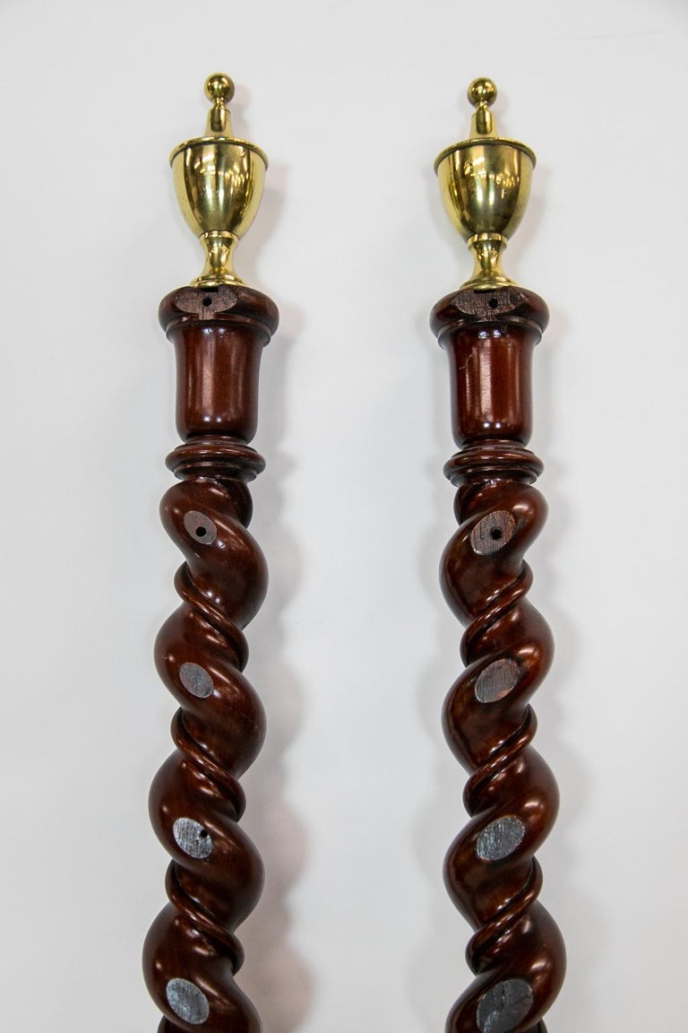 Pair of Barley Twist Mahogany Columns For Sale at 1stDibs