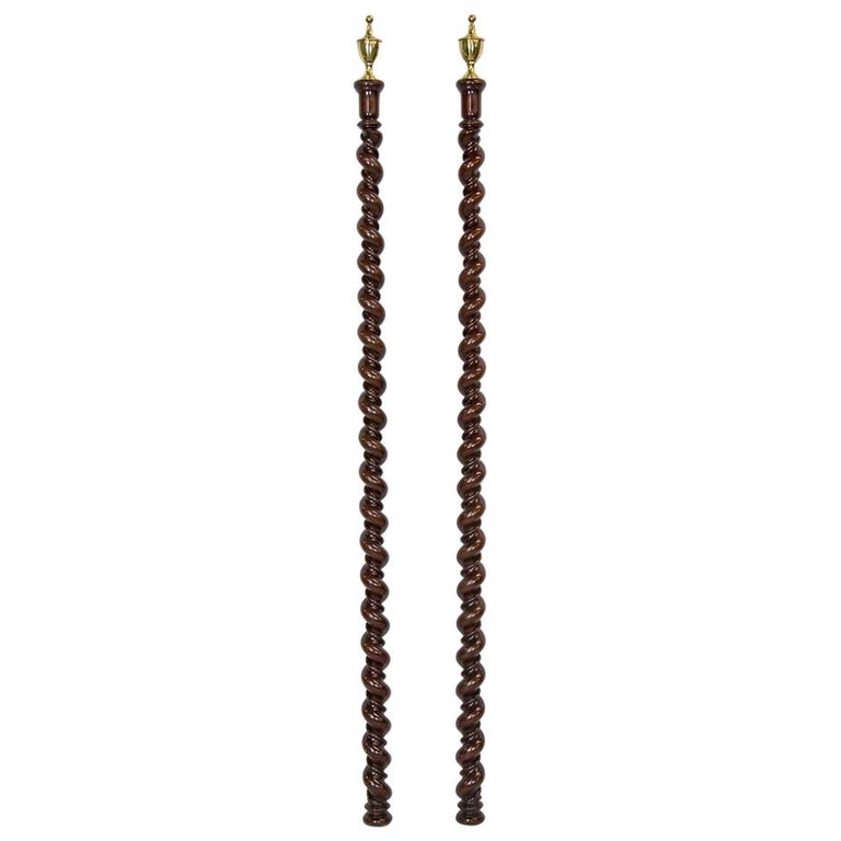 Pair of Barley Twist Mahogany Columns For Sale at 1stDibs