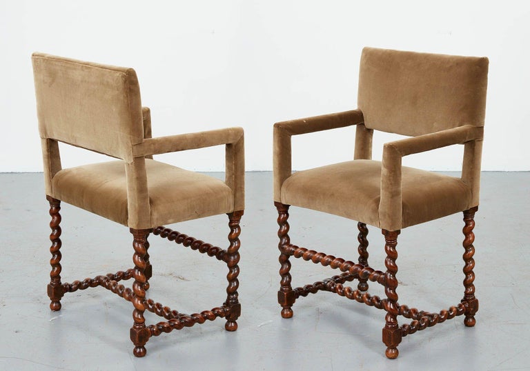 Pair of Baroque Barley Twist Armchairs For Sale at 1stDibs
