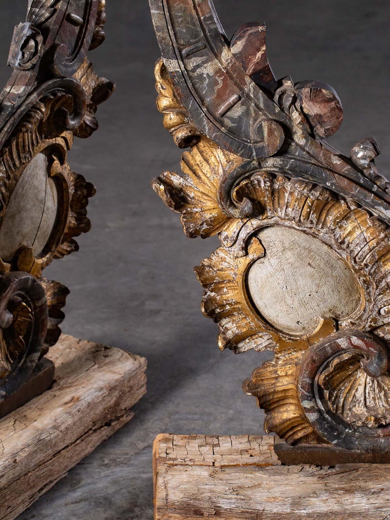 Pair of Baroque Period Italian Hand-Painted Architectural Fragments ...