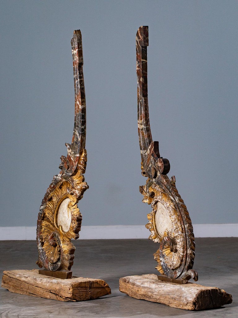 Pair of Baroque Period Italian Hand-Painted Architectural Fragments ...