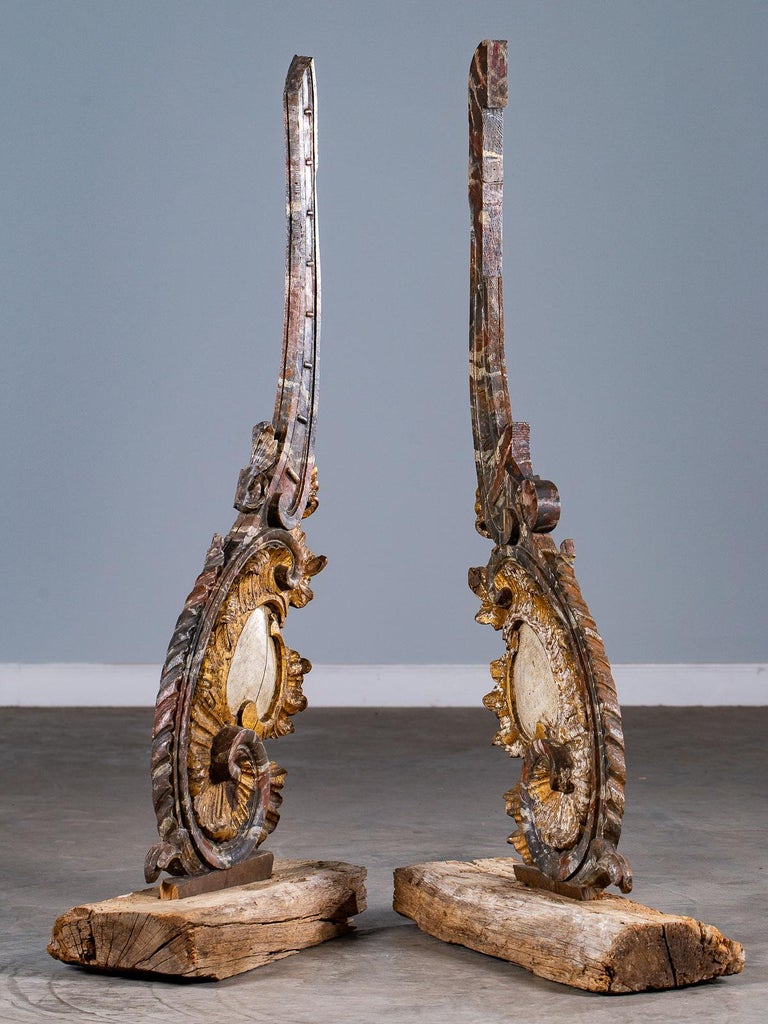 Pair of Baroque Period Italian Hand-Painted Architectural Fragments ...