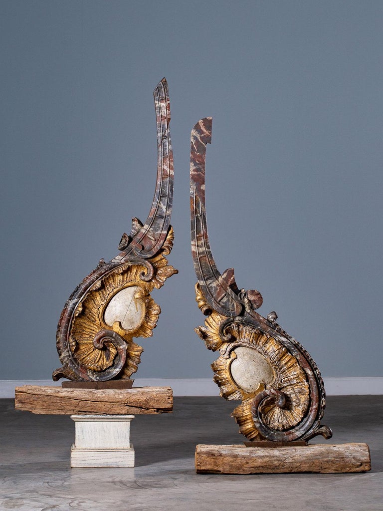 Pair of Baroque Period Italian Hand-Painted Architectural Fragments ...