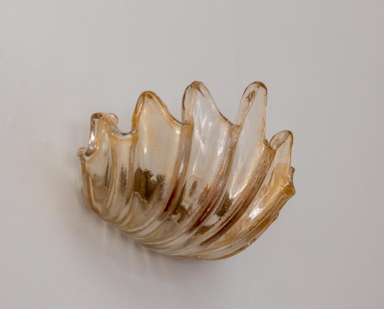 Pair of Barovier e Toso Clamshell Sconces For Sale at 1stDibs
