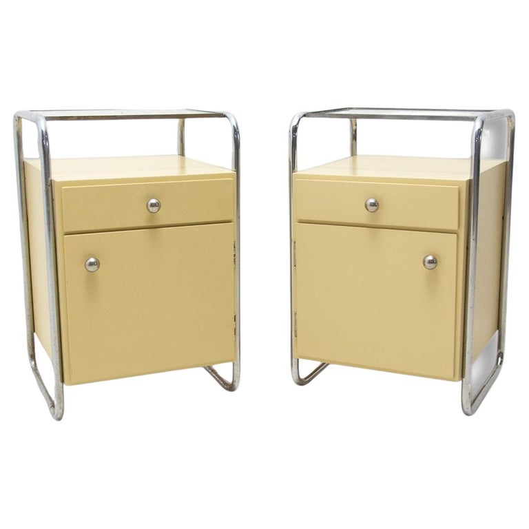 Pair of Bauhaus Chrome Bedside Tables, 1930’s, Czechoslovakia at 1stDibs