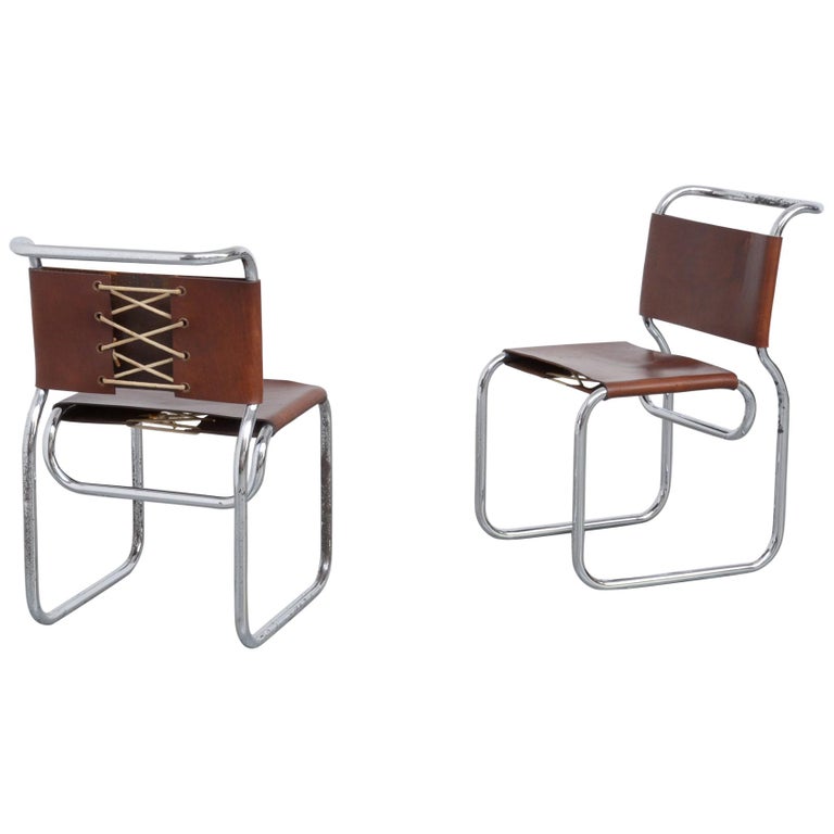 Pair of Bauhaus Inspired Tubular Chairs at 1stDibs