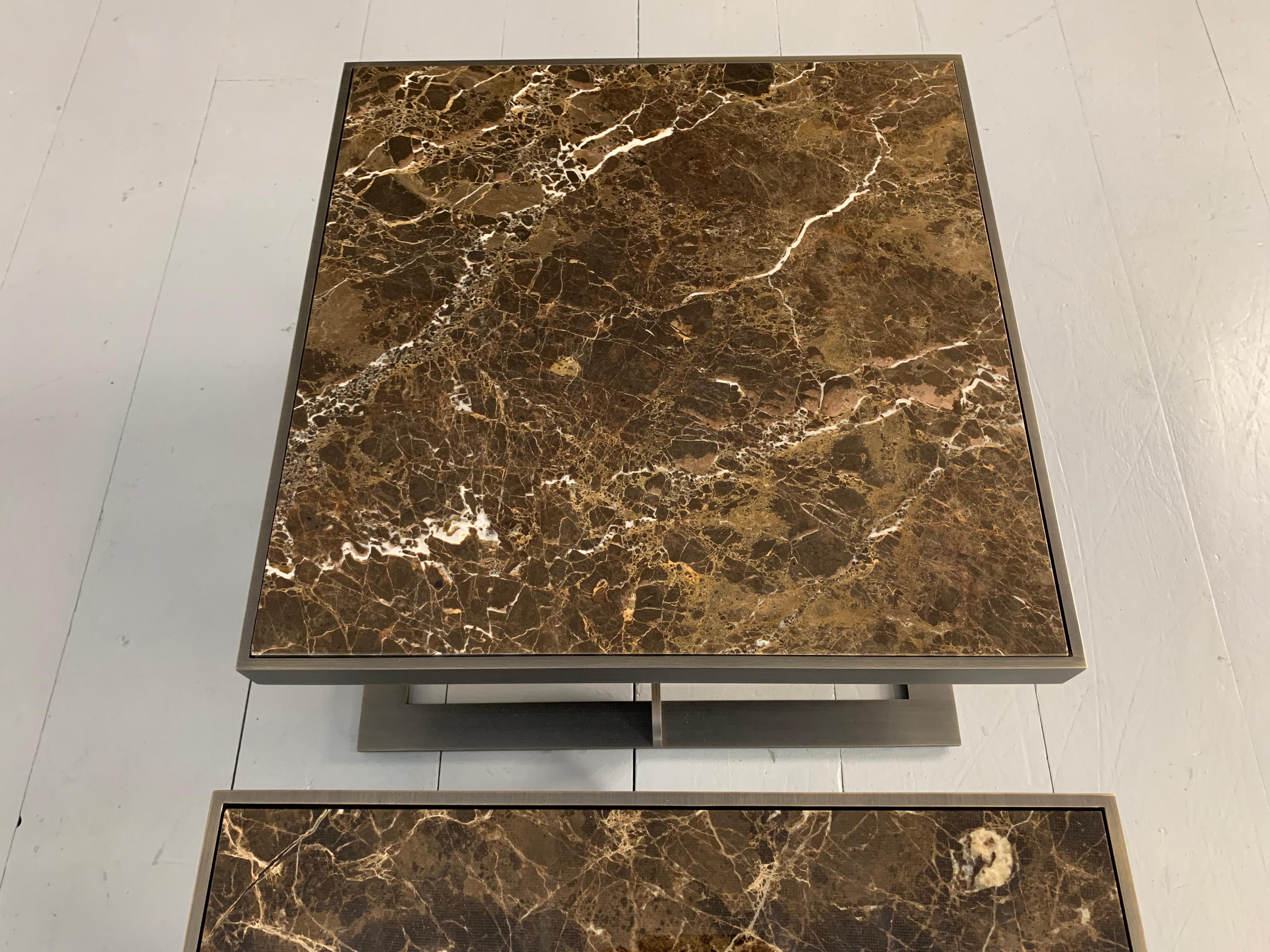 Pair of Baxter of Italy “Paul” Large Sofa Coffee Tables in “Emperador ...