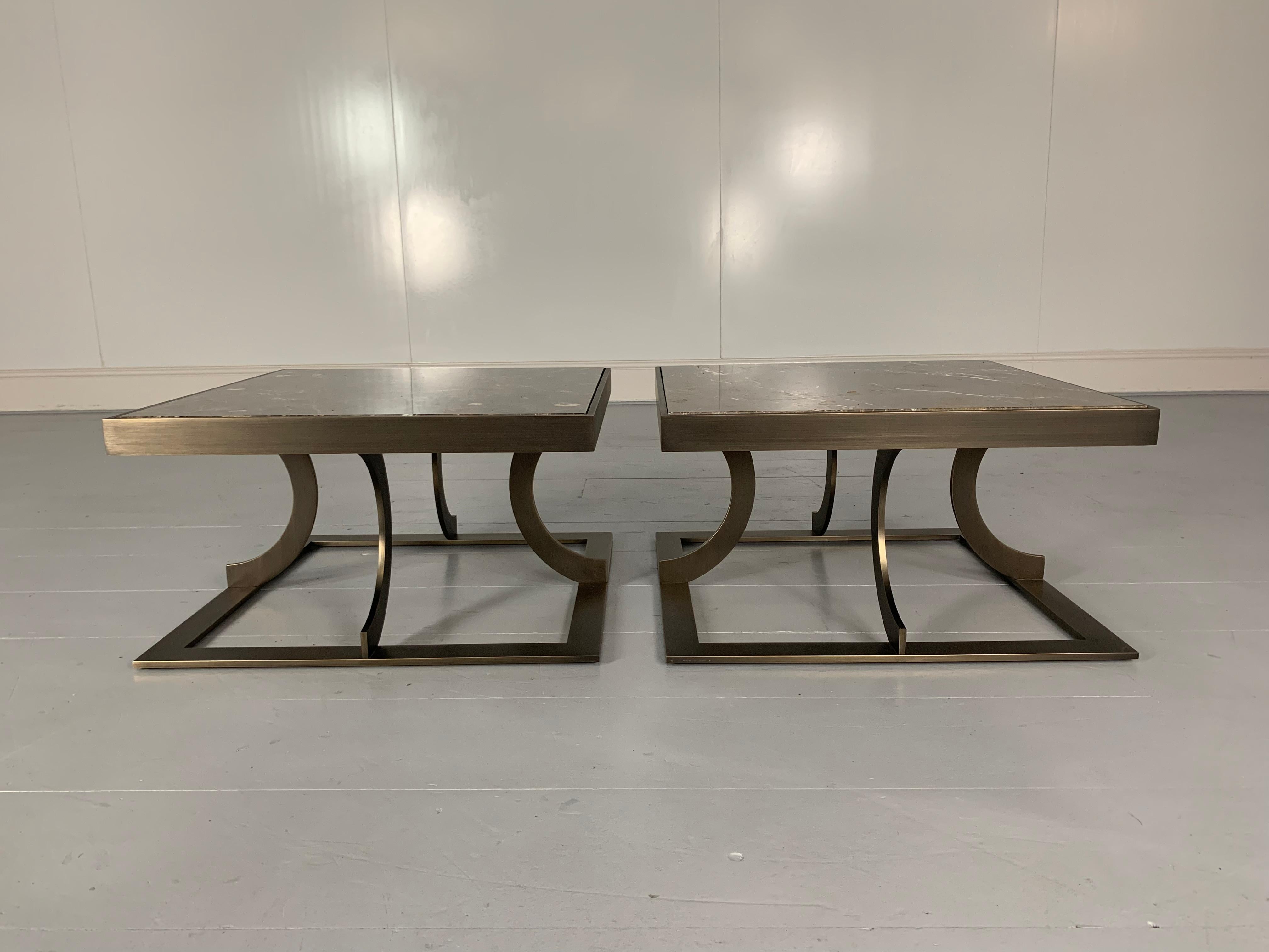 Pair of Baxter of Italy “Paul” Large Sofa Coffee Tables in “Emperador ...