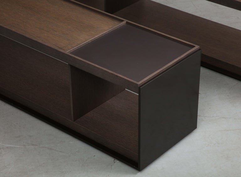 Pair of B&B Italia Brushed Black Oak and Bronzed Steel 'Surface' Coffee ...