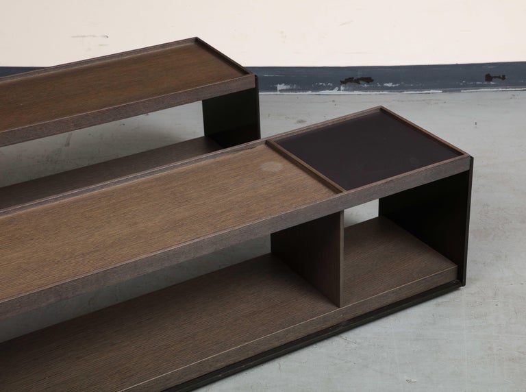 Pair of B&B Italia Brushed Black Oak and Bronzed Steel 'Surface' Coffee ...