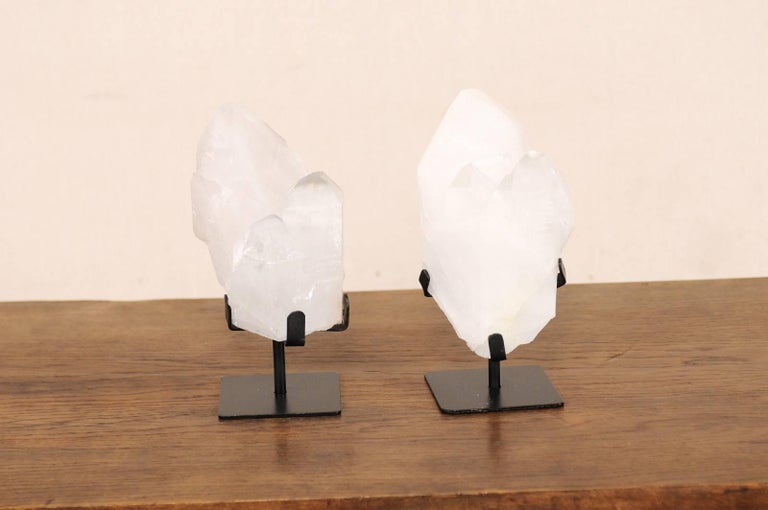 Pair of Beautifully Natural Quartz Crystals on Custom Stands from ...