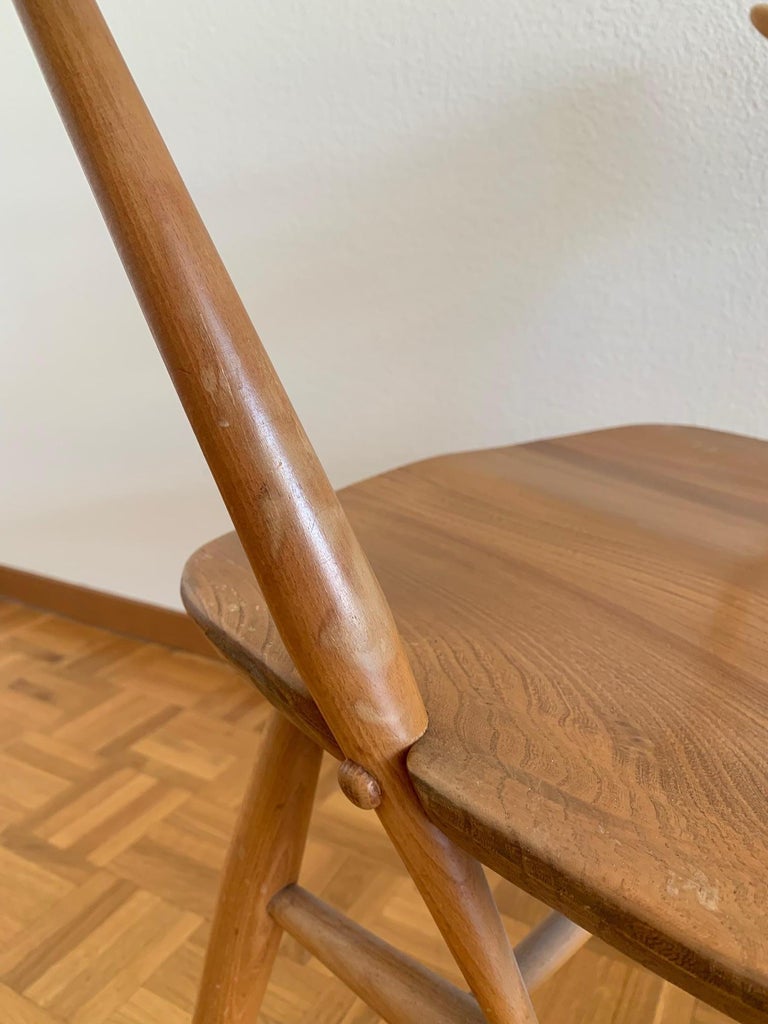 Elegant Pair of Elm and Beech Easy Chairs by Ercol, UK, 1950s. Model ...