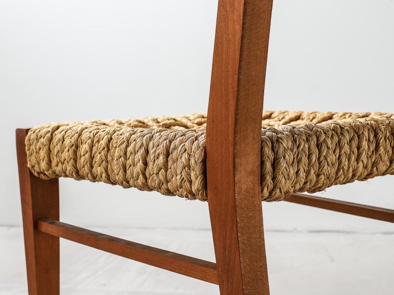 Pair of Beech and Woven Rope Dining Chairs by Adrien Audoux and Frida ...