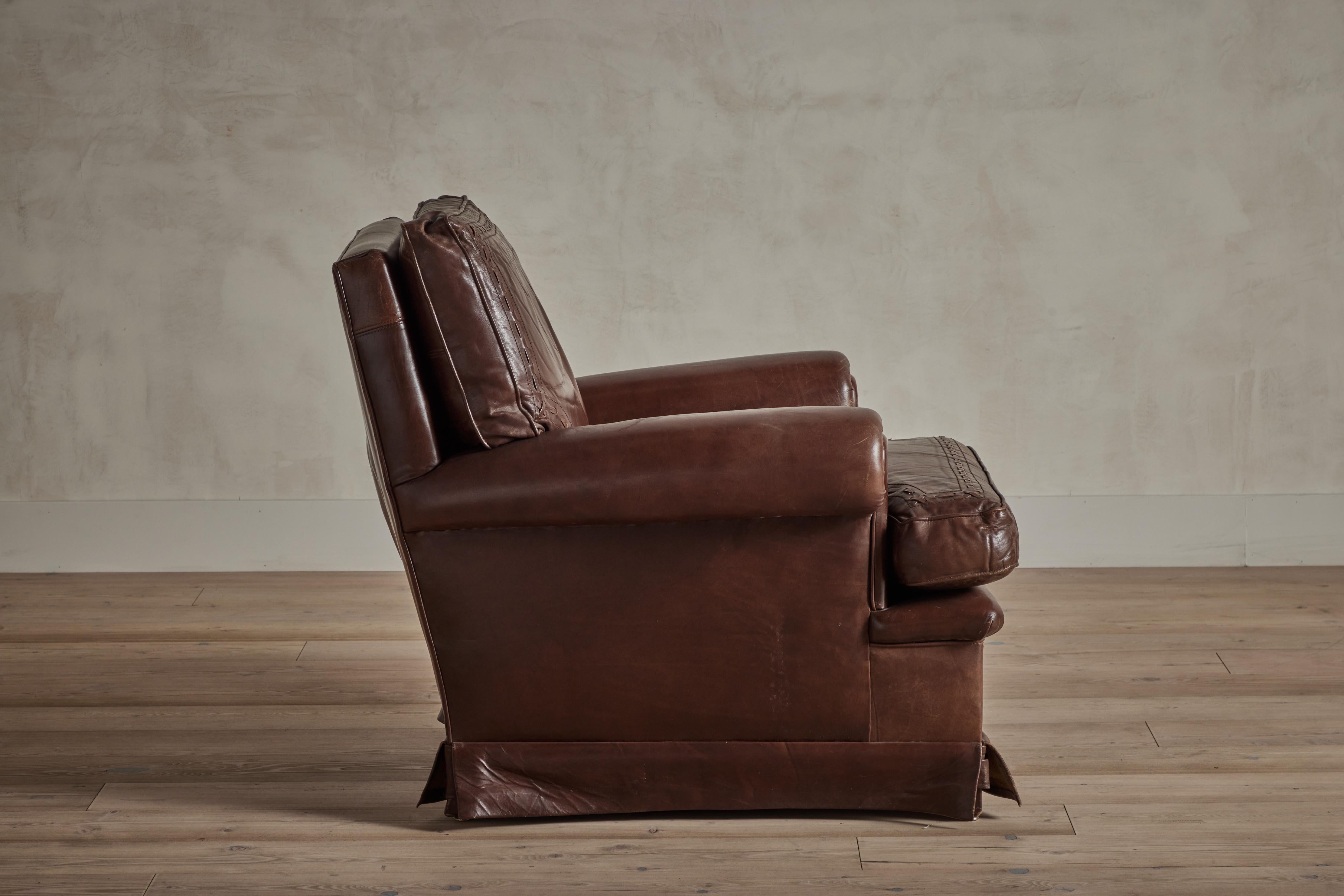 Pair of Belgian Leather Armchairs For Sale at 1stDibs