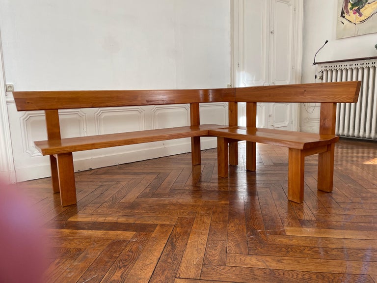 Pair of Benches Round S 35 Pierre Chapo in French Elm, 1970 For Sale at ...