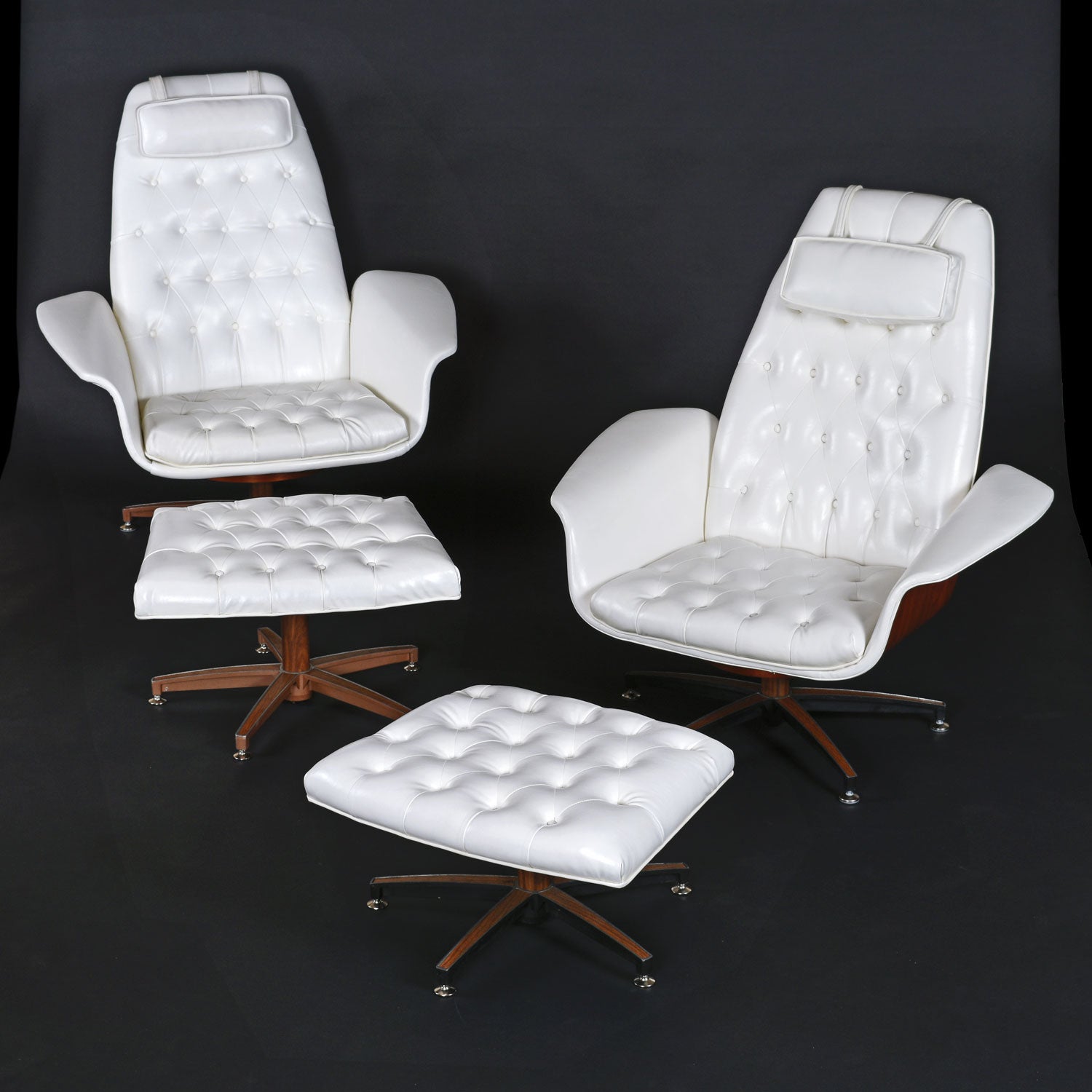Restored Pair of Bent Ply Faux White Tufted Leather George Mulhauser Mr ...