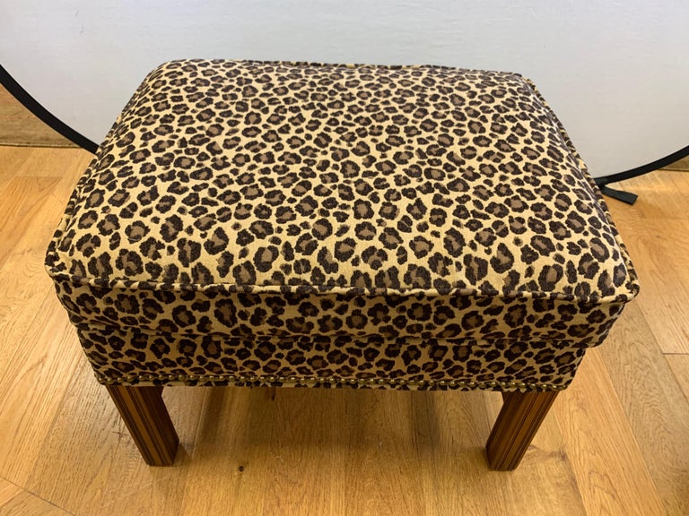 Pair of Berhardt Leopard Print Ottomans Stools Nailhead Newly ...